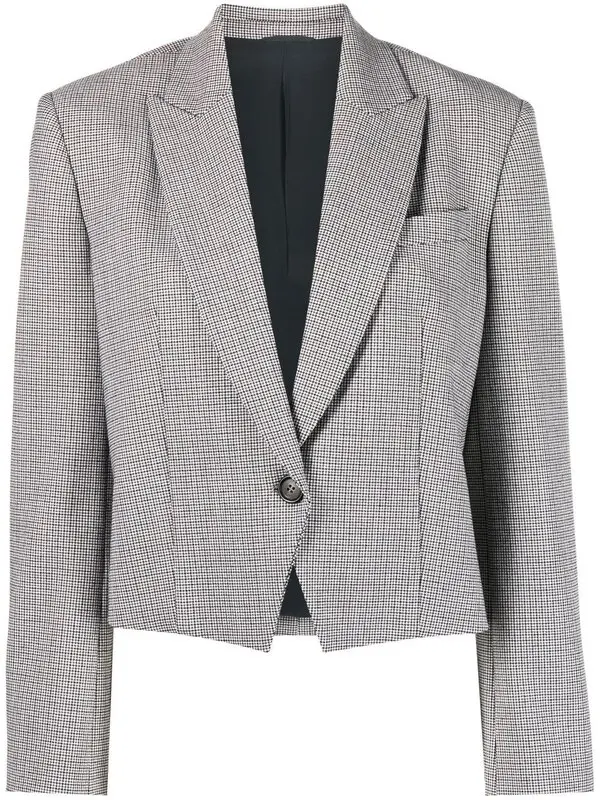 Brunello Cucinelli Checked Cropped Single-breasted Blazer