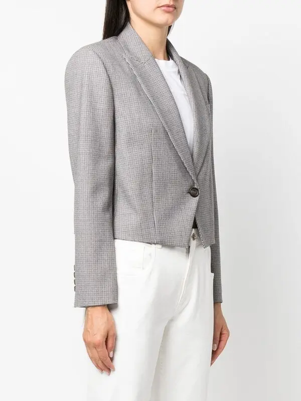 Brunello Cucinelli Checked Cropped Single-breasted Blazer