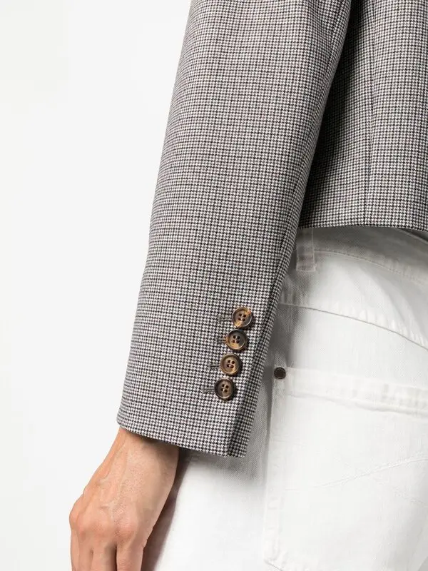 Brunello Cucinelli Checked Cropped Single-breasted Blazer