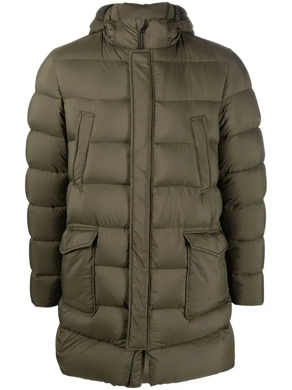 Herno Padded Down Coat With Hood - Green