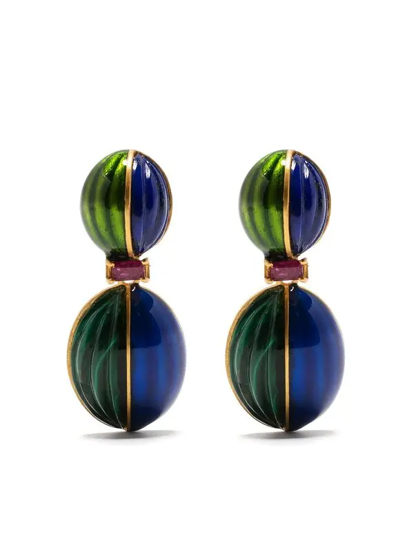 AKANSHA SETHI Lapis Enamel Drop Earrings - Gold