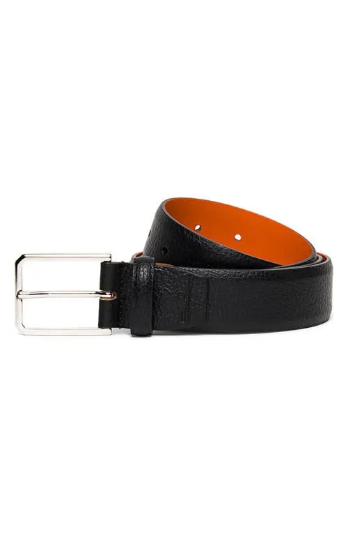 Santoni Leather Belt - Black