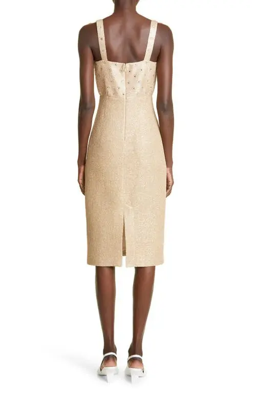St. John Crystal Embellished Metallic Knit Dress