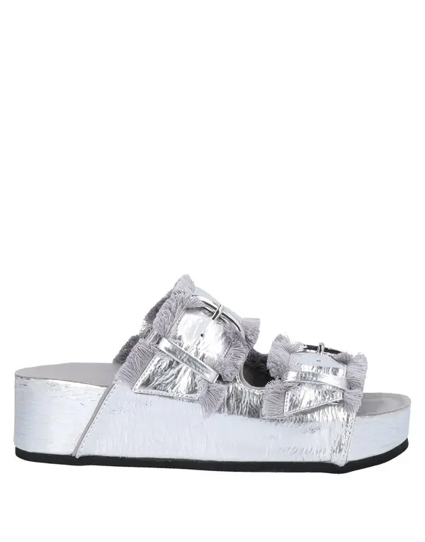 STRATEGIA Metallic Wedge Sandals - Silver