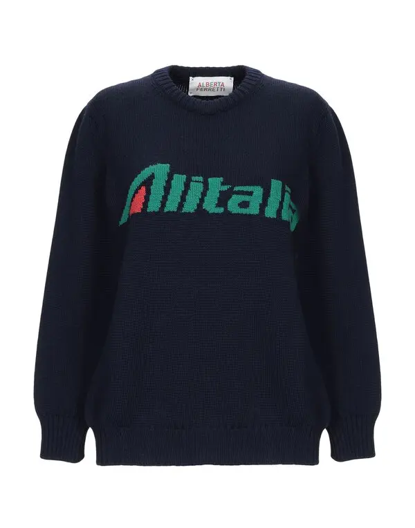 Alberta Ferretti Sweater In Virgin Wool - Dark Blue