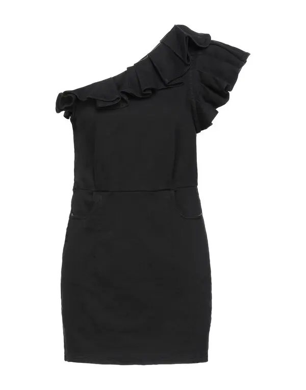 VICOLO Mini One-shoulder Denim Dress - Black