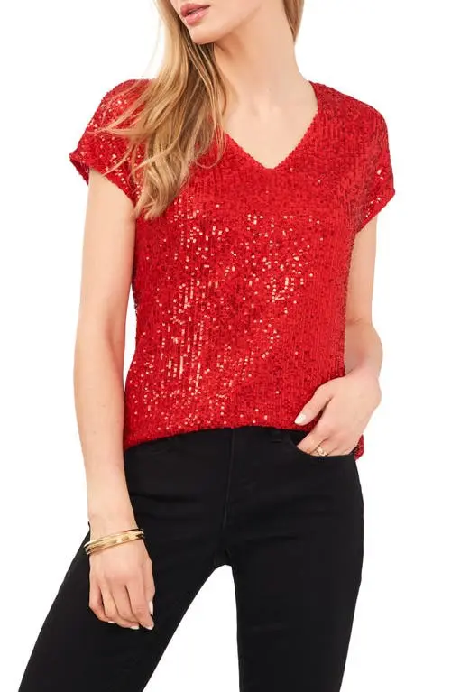 Vince Camuto Sequin Top - Ultra Red