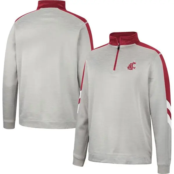 COLOSSEUM Washington State Cougars Fleece Quarter-zip Jacket - Gray
