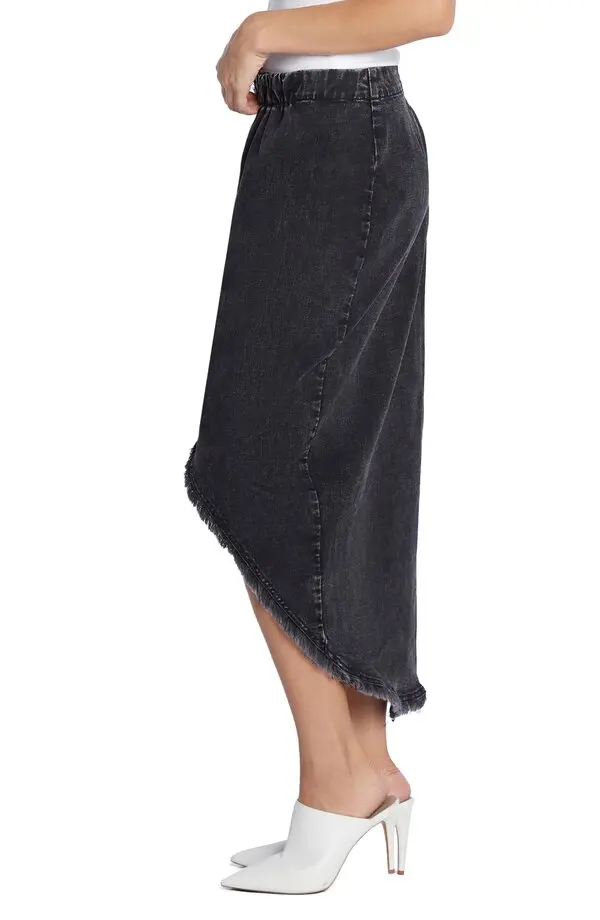 WASH LAB DENIM Button-front Faux Wrap Skirt - Shady Black