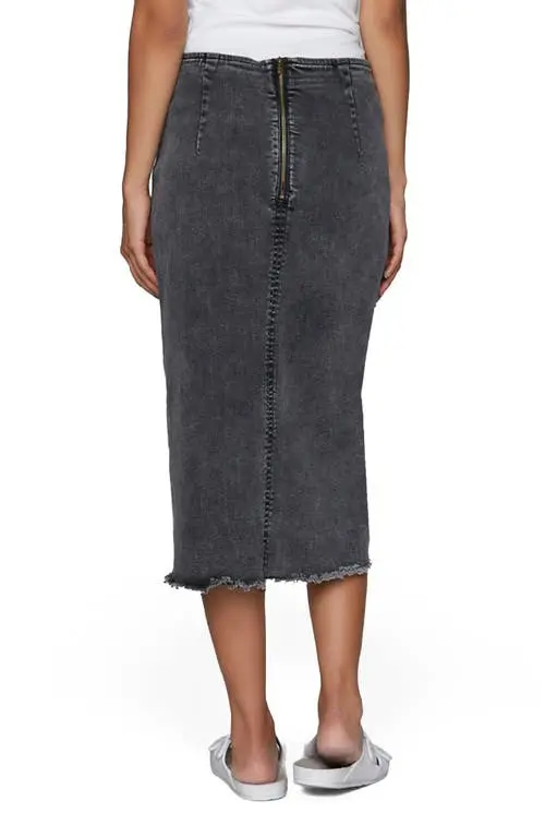WASH LAB DENIM Asymmetric Midi Skirt - Soft Black