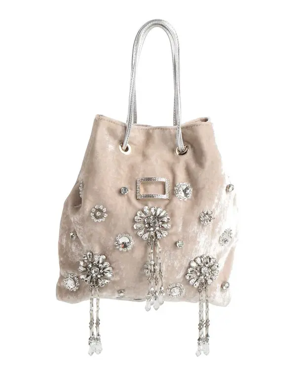 ROGER VIVIER Handbag In Soft Leather With Crystal Appliqués - White