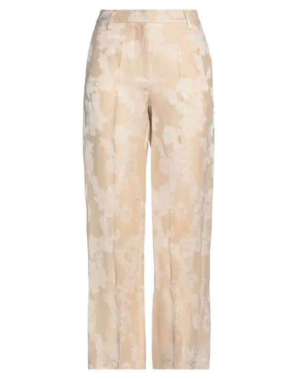 ALYSI Floral Design Straight Leg Pants - Beige
