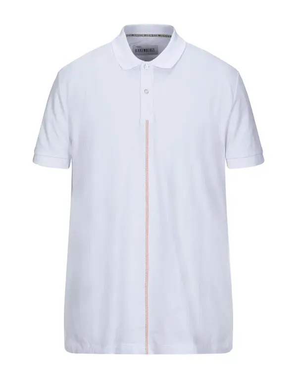 BIKKEMBERGS Polo Shirt Size Cotton, Elastane - White