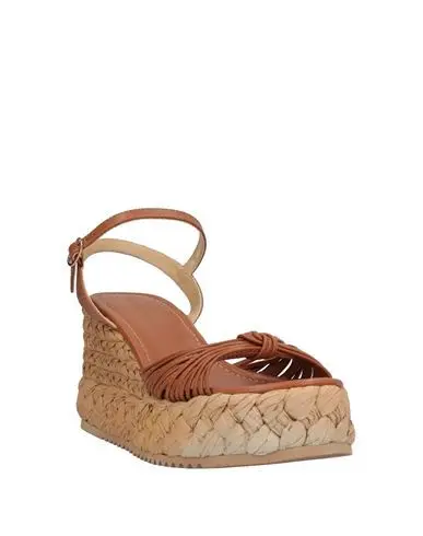 EMANUÉLLE VEE Leather Espadrille Sandals - Tan