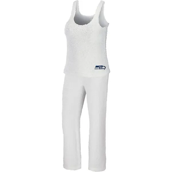 WEAR BY ERIN ANDREWS Seattle Seahawks Cozy Scoop Neck Tank Top & Pants Sleep Set - Cream
