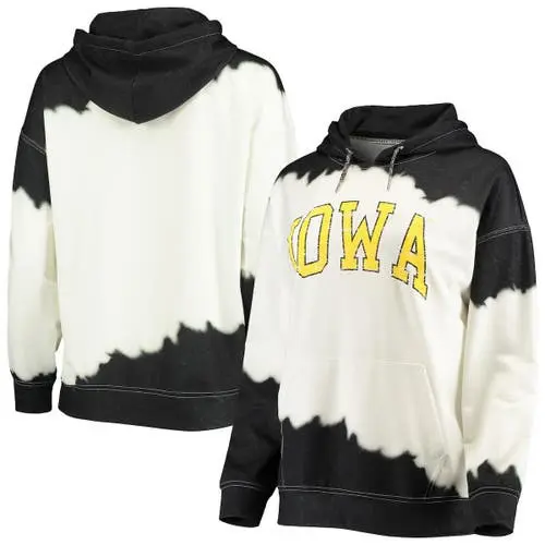 GAMEDAY COUTURE Iowa Hawkeyes Double Dip-dyed Pullover Hoodie - White
