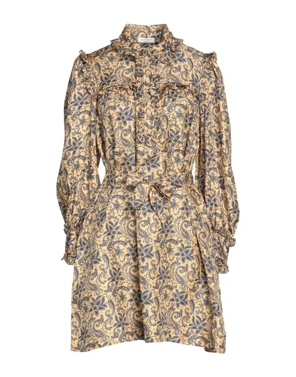 Sandro Paisley Print Silk Mini Shirt Dress