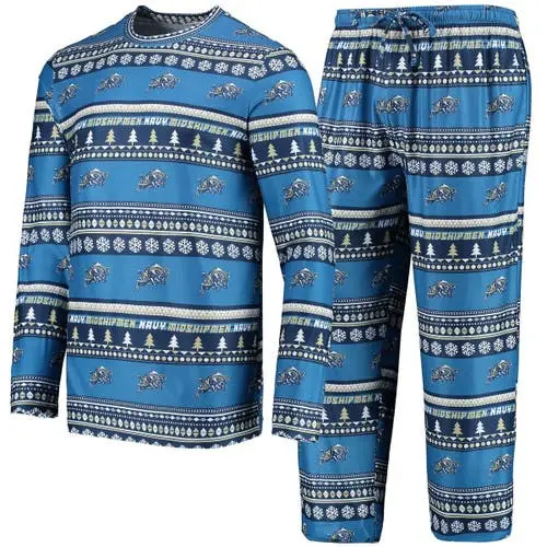 CONCEPTS SPORT Navy Navy Midshipmen Ugly Sweater Long Sleeve T-shirt & Pants Sleep Set - Blue