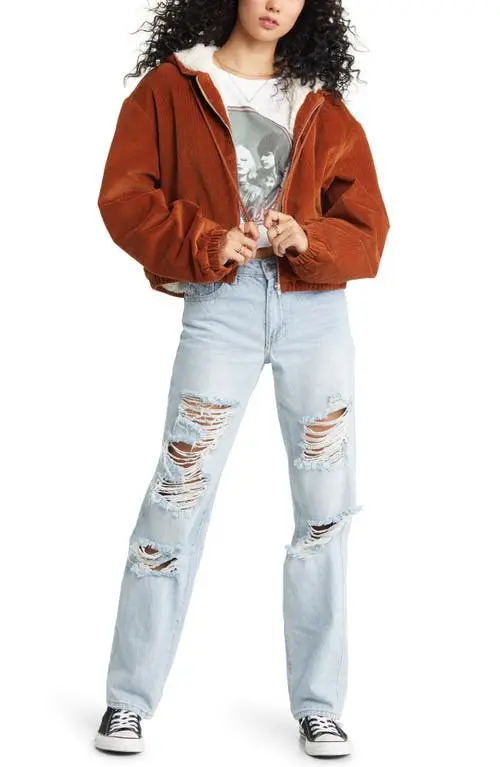 Bp. Hooded Corduroy & Faux Shearling Jacket