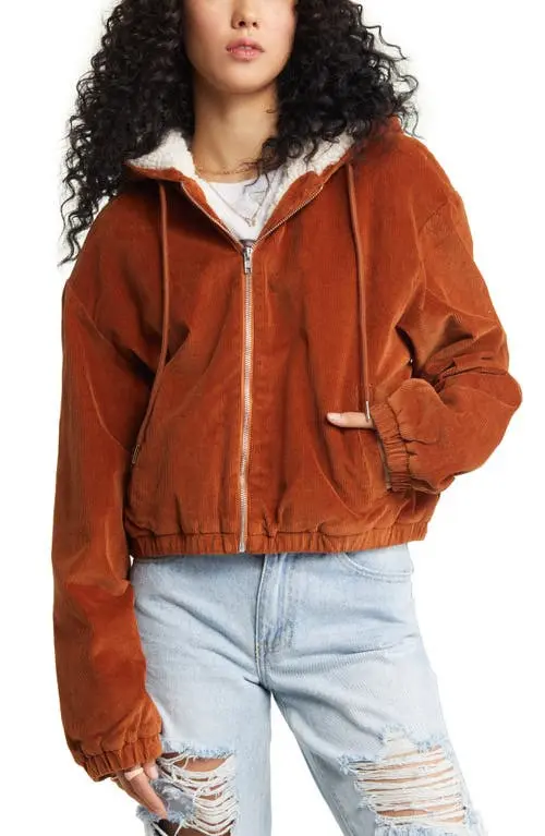 Bp. Hooded Corduroy & Faux Shearling Jacket