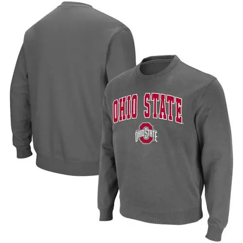 COLOSSEUM Ohio State Buckeyes Team Arch & Logo Tackle Twill Pullover Sweatshirt - Charcoal