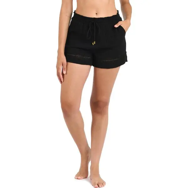 La Blanca Beach Cotton Cover-up Shorts - Black