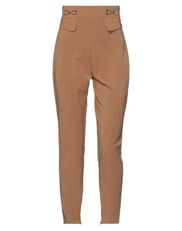 Elisabetta Franchi Tapered Pants With Appliqués - Camel
