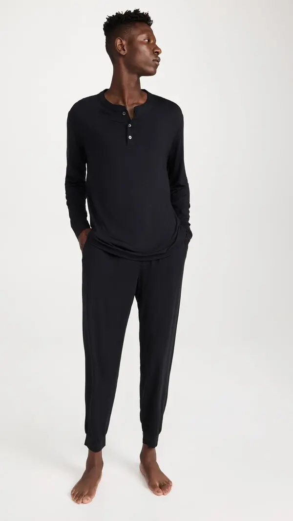 Eberjey Henry Modal Long Pj Set - Black