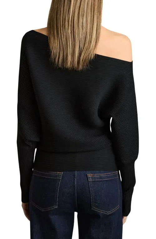 REISS Lorna Off-the-shoulder Ribbed Sweater - Black