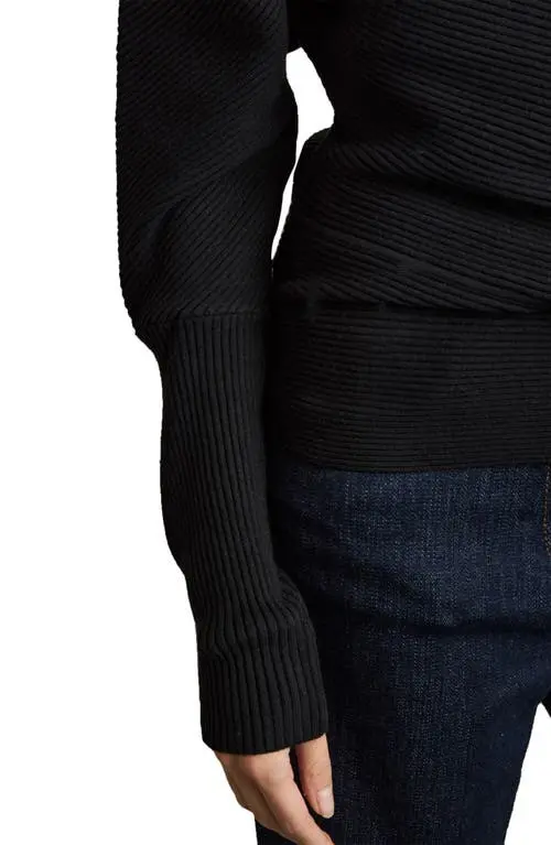 REISS Lorna Off-the-shoulder Ribbed Sweater - Black