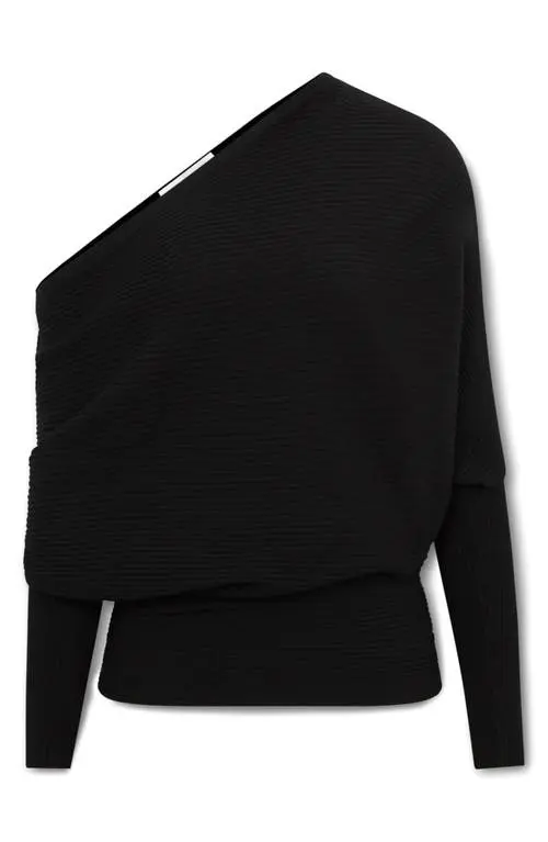 REISS Lorna Off-the-shoulder Ribbed Sweater - Black