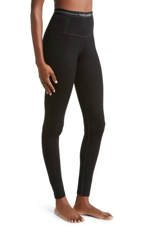 Icebreaker 260 Tech High Waist Wool Base Layer Leggings - Black