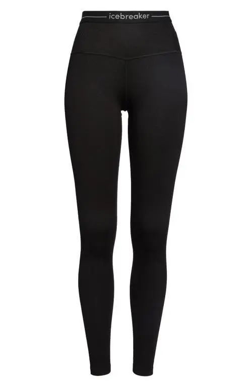 Icebreaker 260 Tech High Waist Wool Base Layer Leggings - Black