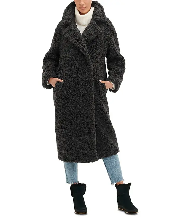 UGG Gertrude Long Teddy Coat - Ink Black