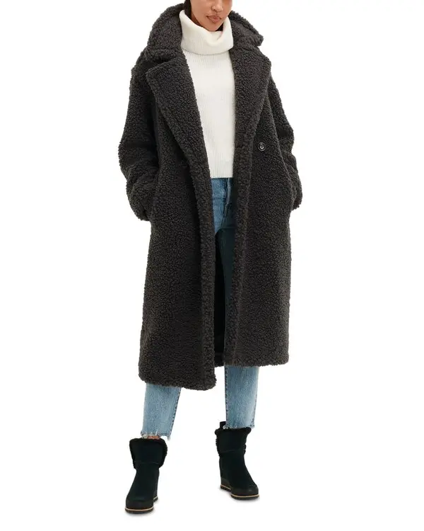 UGG Gertrude Long Teddy Coat - Ink Black