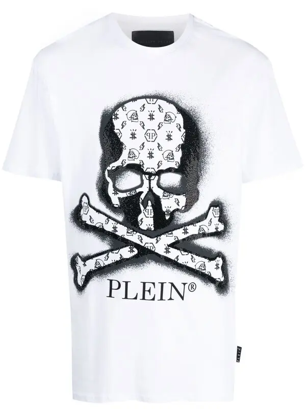Philipp Plein Skull-print Rhinestone T-shirt - White