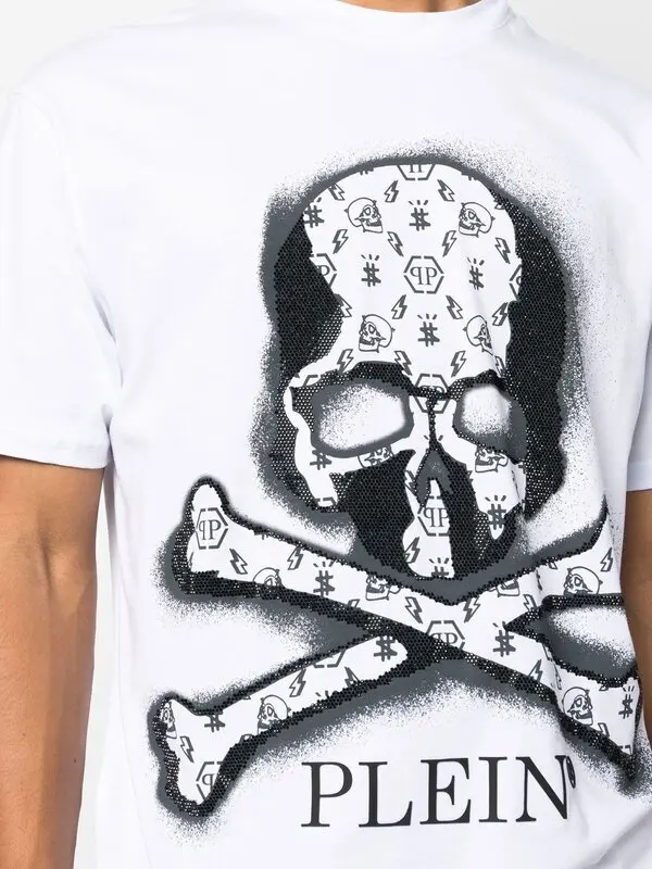 Philipp Plein Skull-print Rhinestone T-shirt - White