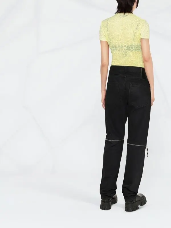 Philipp Plein Monogram-pattern Tulle T-shirt - Yellow