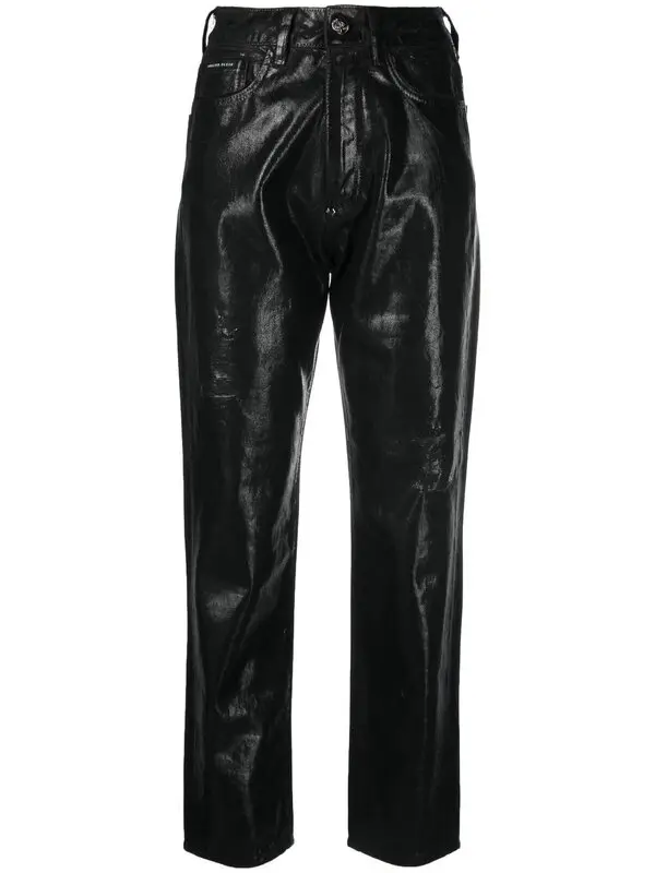 Philipp Plein Metallic Cropped Boyfriend Jeans