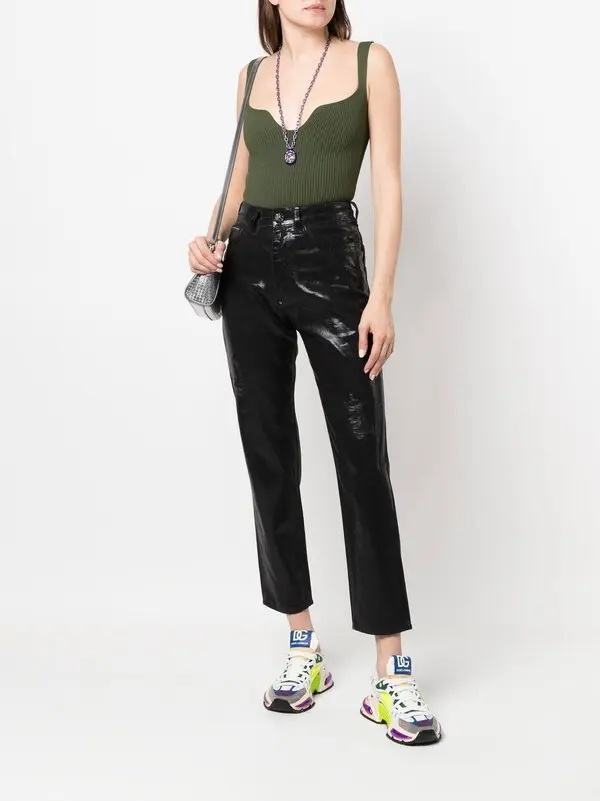 Philipp Plein Metallic Cropped Boyfriend Jeans