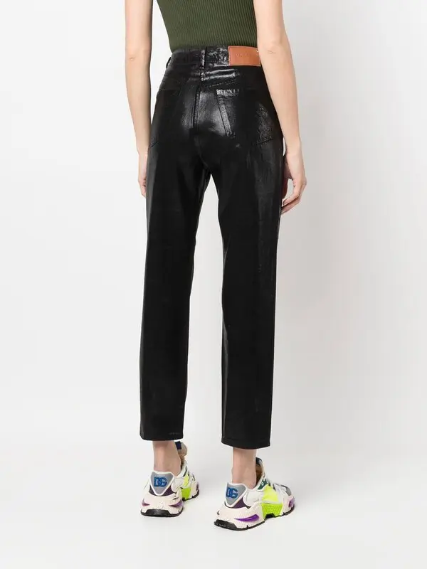 Philipp Plein Metallic Cropped Boyfriend Jeans