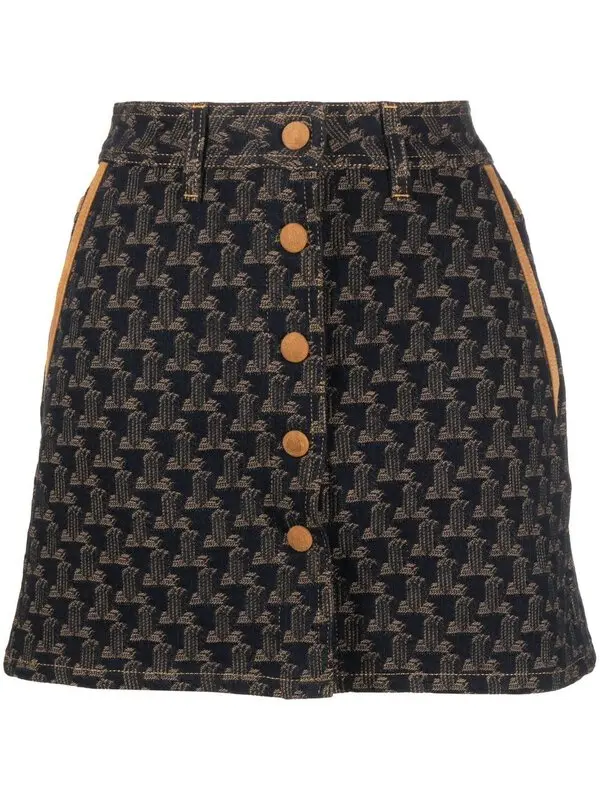 LANVIN Logo-jacquard Denim Skirt