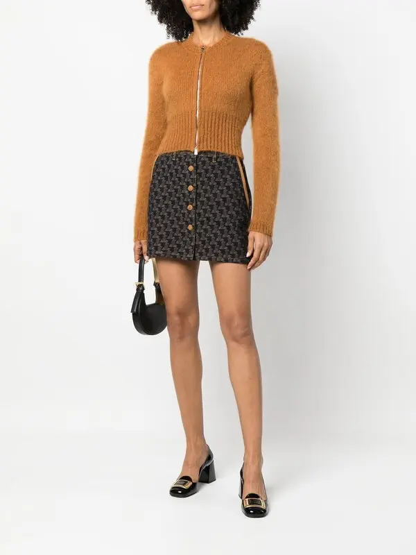LANVIN Logo-jacquard Denim Skirt