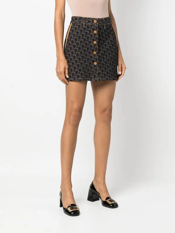 LANVIN Logo-jacquard Denim Skirt