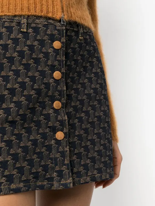 LANVIN Logo-jacquard Denim Skirt