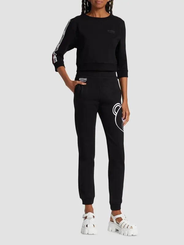Moschino Core Stretch Cotton Crop Sweatshirt