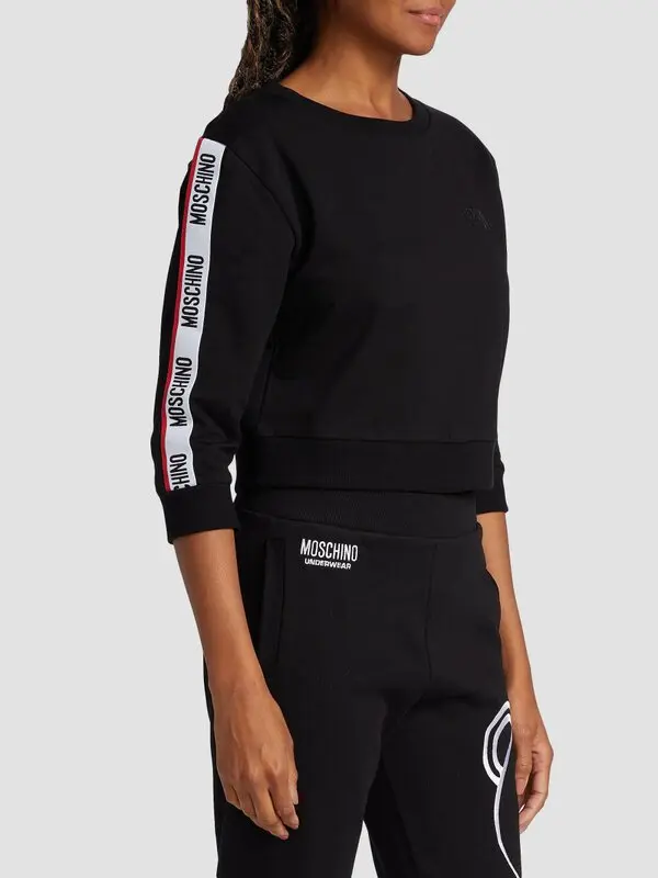 Moschino Core Stretch Cotton Crop Sweatshirt