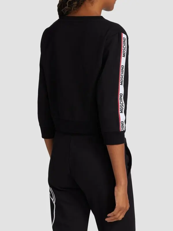Moschino Core Stretch Cotton Crop Sweatshirt