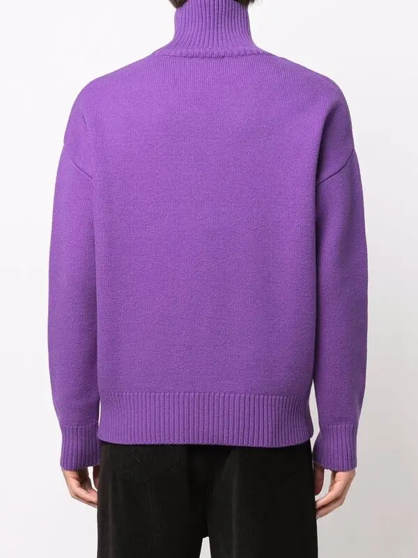 AMI Paris De Coeur Roll-neck Jumper - Purple