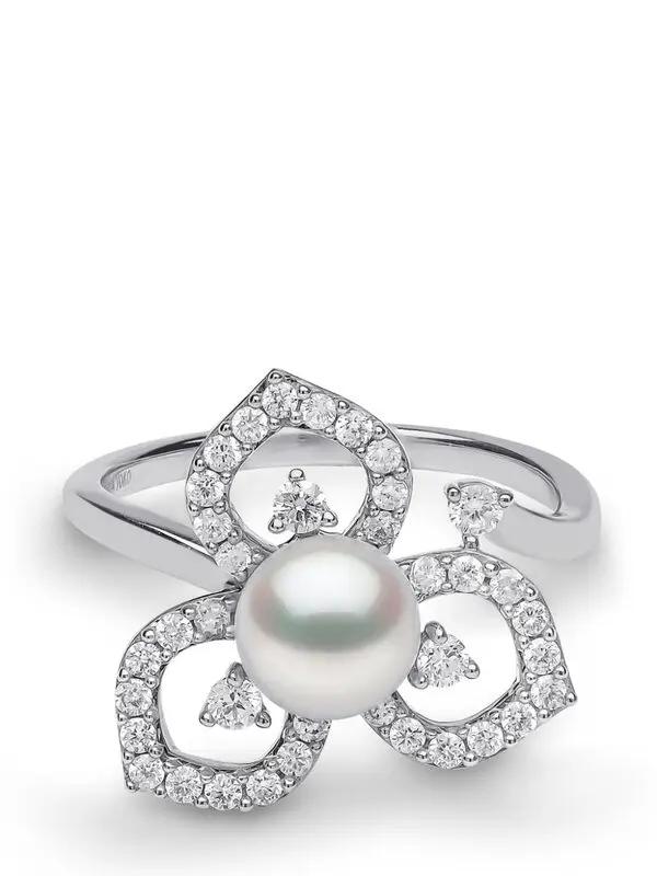 Yoko London 18kt White Gold Petal Pearl And Diamond Ring